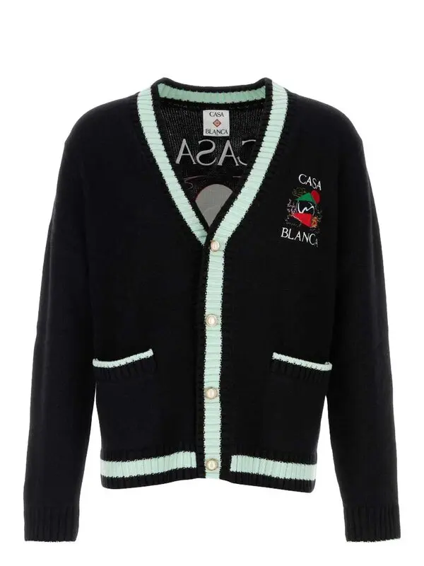 Casablanca Merino And Cashmere Embroidery Cardigan - Stacasmoutem