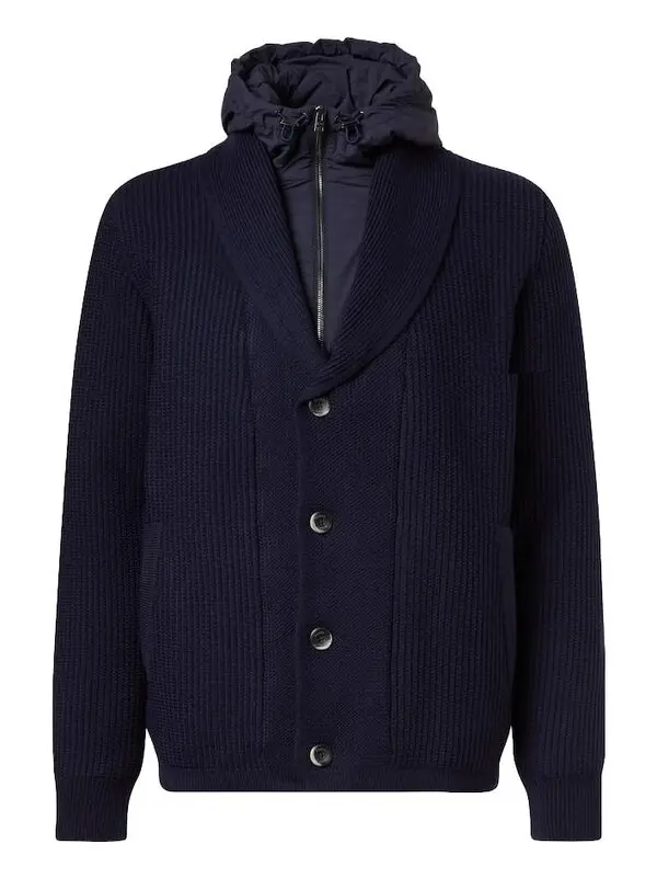Herno Wool And Technical Cardigan - Blue
