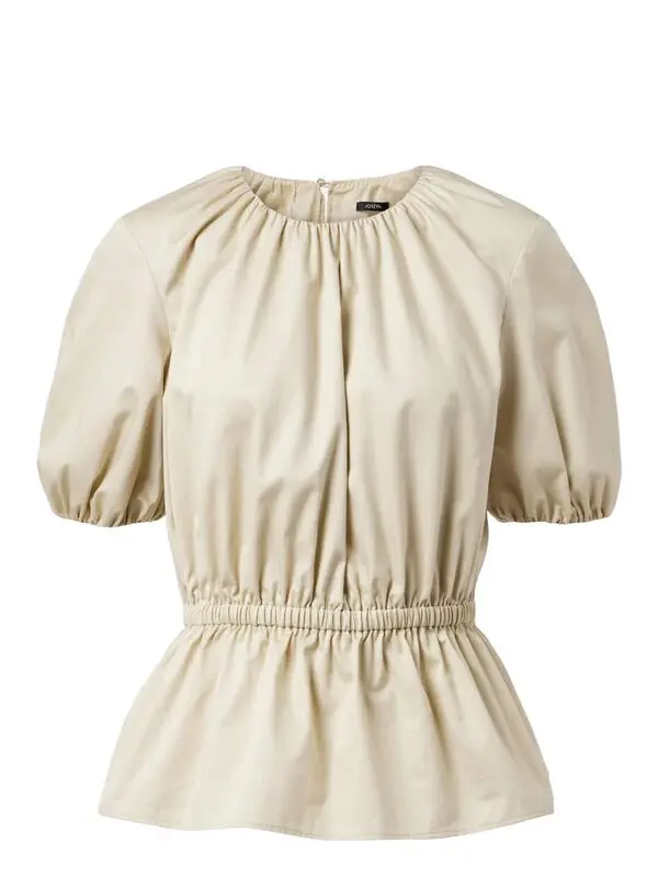 JOSEPH Merlin Peplum Cotton Blouse - Beige