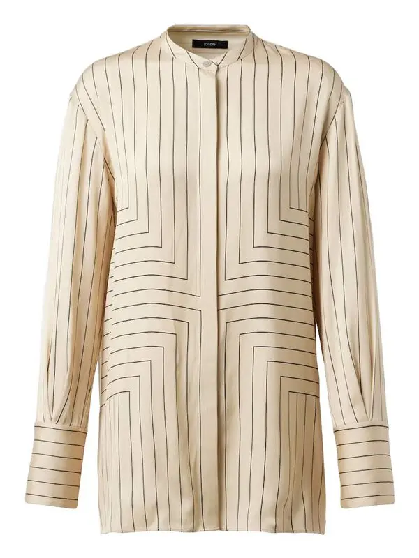 JOSEPH Athena Striped Silk-blend Shirt - Beige