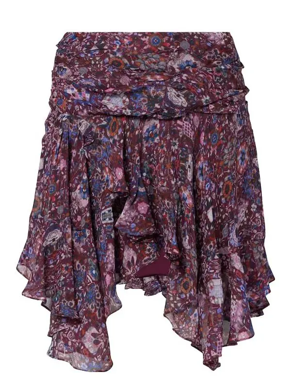 MARANT ETOILE Berencia Floral Ruffled Miniskirt - Purple