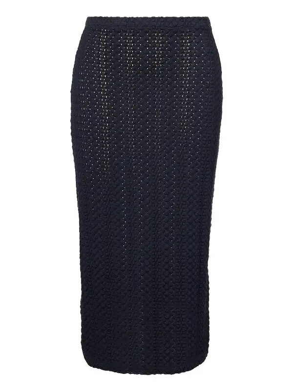 Vince Knitted Cotton Pencil Skirt - Blue