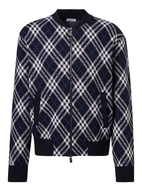 Burberry Check Wool-blend Blouson - Blue