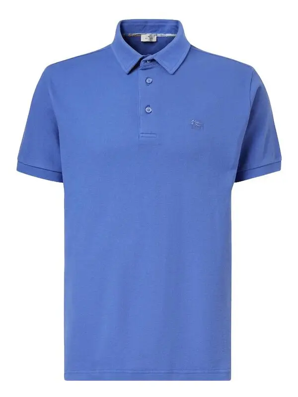 Etro Pegaso Cotton Piqué Polo Shirt - Blue