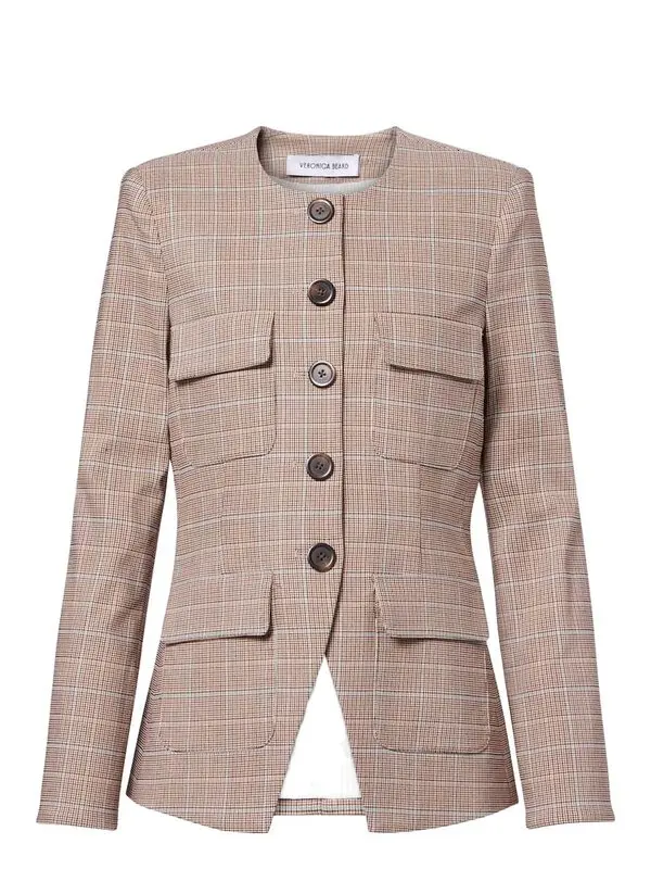 Veronica Beard Orrin Plaid Blazer - Beige
