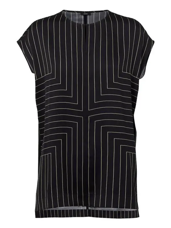 JOSEPH Louison Striped Silk-blend Top - Black