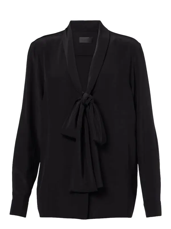 NILI LOTAN Angelique Bow-detail Silk Blouse - Black