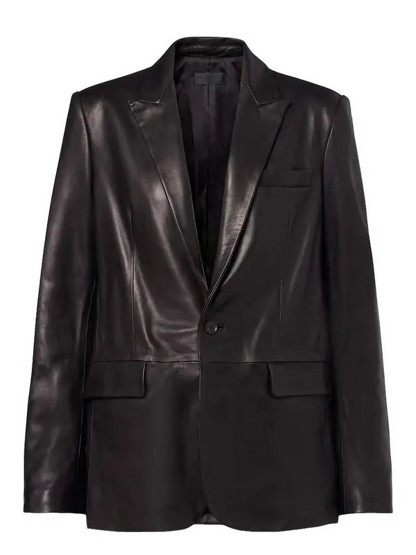 NILI LOTAN Belmonde Leather Blazer - Black