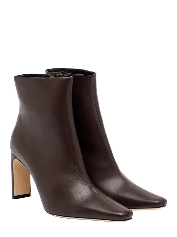 Staud Wally 90 Leather Ankle Boots - Brown