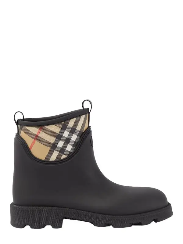 Burberry Check Rain Boots - Black