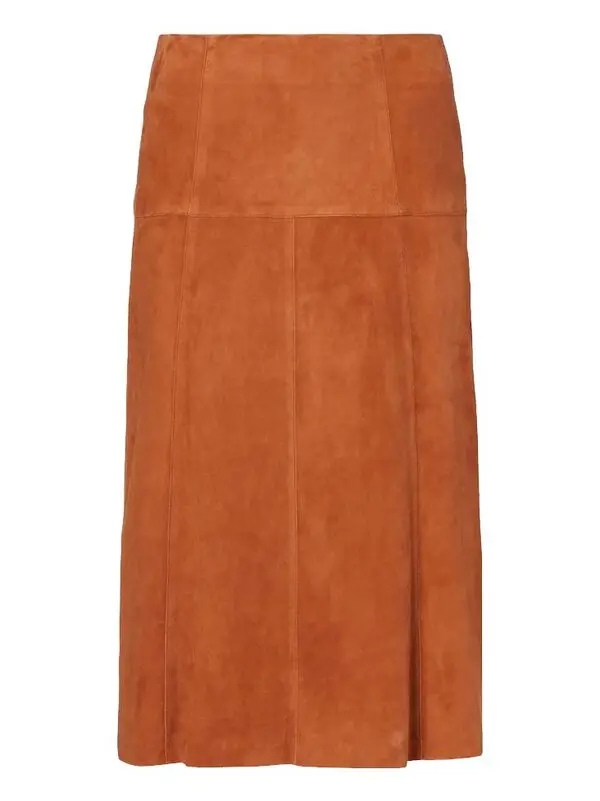 Isabel Marant Devy Suede Midi Skirt - Orange