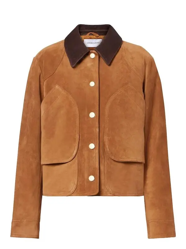 Veronica Beard Walters Suede Field Jacket - Brown