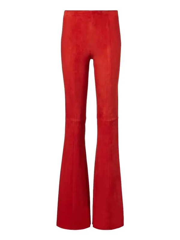 Stouls Gege High-rise Suede Flare Pants - Red