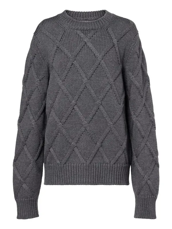 JIL SANDER Cable-knit Virgin Wool Sweater - Grey