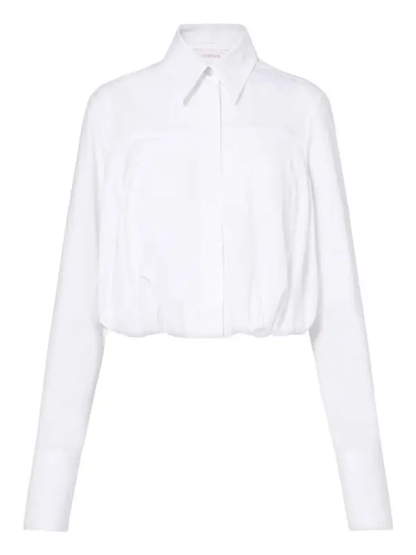 Sportmax Zemira Cropped Cotton Poplin Shirt - White
