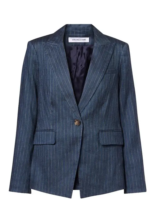 Veronica Beard Obie Pinstripe Linen-blend Blazer - Blue
