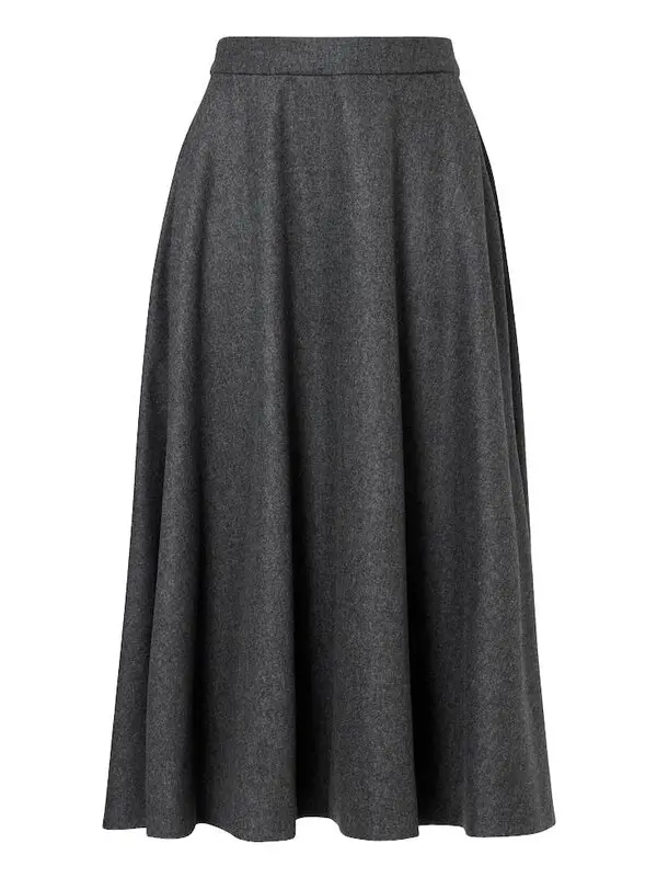 Max Mara Betulla Wool Flannel Midi Skirt - Grey