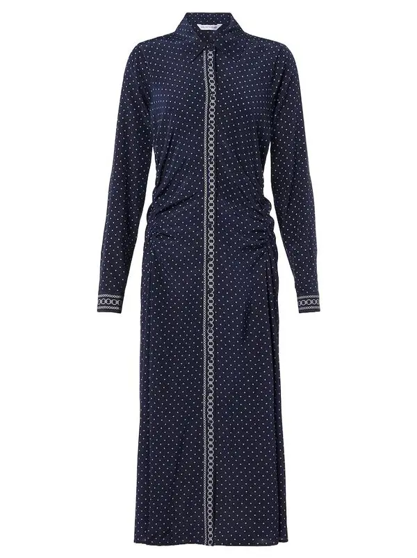 Veronica Beard Lex Polka-dot Silk-blend Shirt Dress - Blue