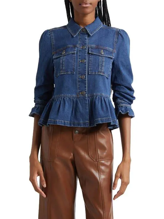 Cinq À Sept Delanie Denim Peplum Jacket - Ruisseau