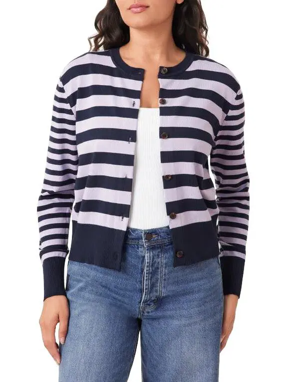 Scotch & Soda Striped Fine-gauge Cardigan - Sky Captain/lavender Stripe