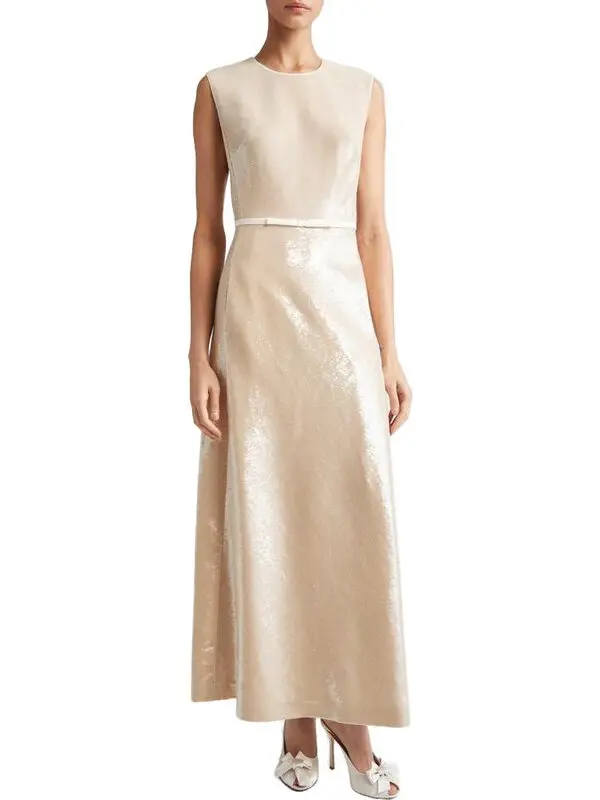Giambattista Valli Sleeveless Sequin Gown - Camel
