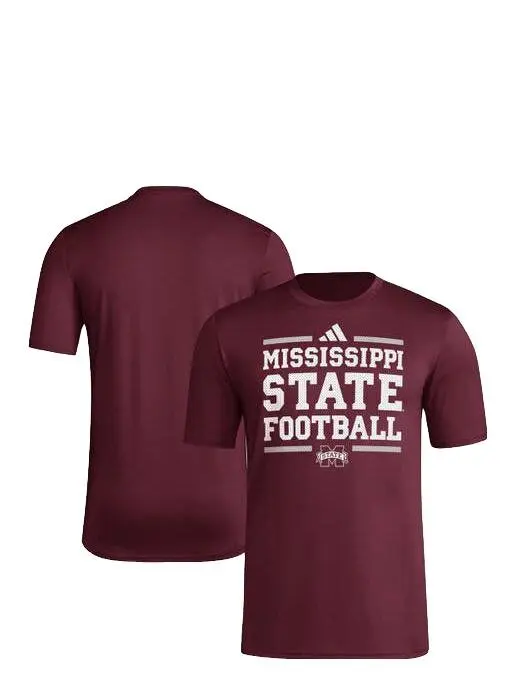 Adidas Mississippi State Bulldogs Locker Football Pre-game Aeroready T-shirt - Maroon