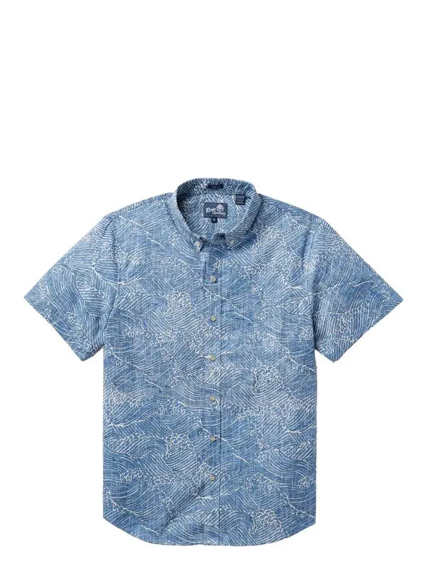 Reyn Spooner Molokai Channel Short Sleeve Cotton Blend Button-down Shirt - Lichen Blue