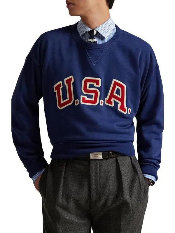 Ralph Lauren Vintage Fit Quarter-zip Sweatshirt - Dark Cobalt