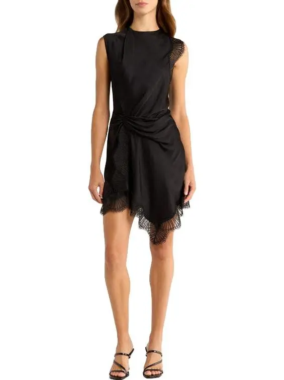 A.L.C. Dion Gathered Asymmetric Dress - Black/black