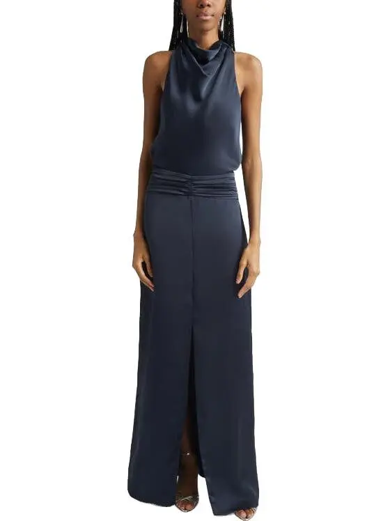 Ramy Brook Charmayne Sleeveless Satin Gown - Navy
