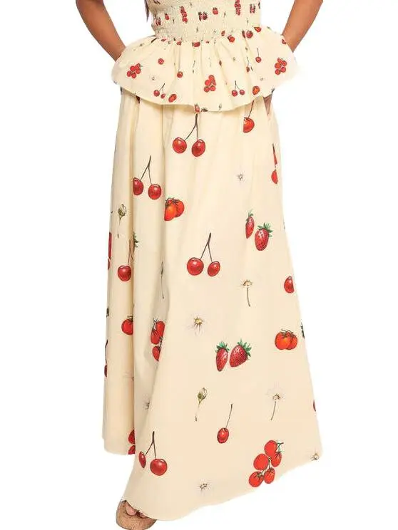 PETAL & PUP Remira Printed Maxi Skirt - Yellow Cherry