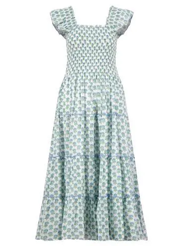 MER ST. BARTH Paloma Maxi Dress - Aqua Floral Block Print