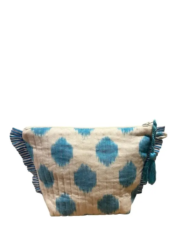 MER ST. BARTH La Plage Ruffle Pouch - Aqua Ikat