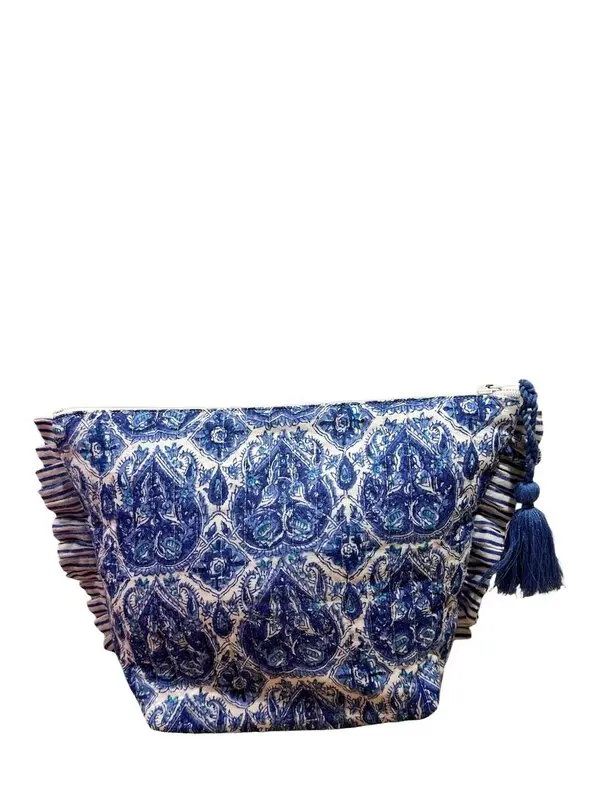 MER ST. BARTH La Plage Ruffle Pouch - Blue Paisley