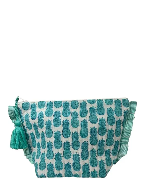 MER ST. BARTH La Plage Ruffle Pouch - Pineapple Crush Lagoon