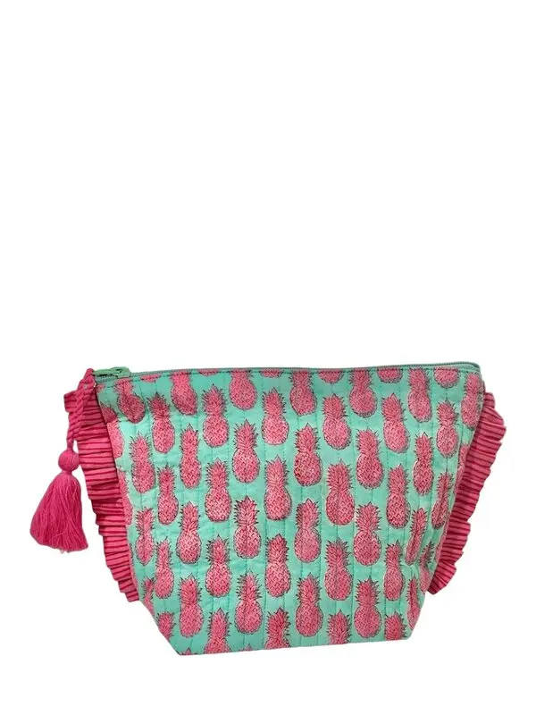MER ST. BARTH La Plage Ruffle Pouch - Pineapple Crush Pink
