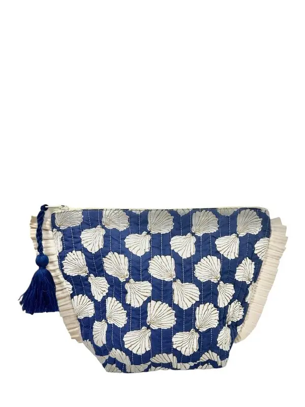 MER ST. BARTH La Plage Ruffle Pouch - Shell Beach Navy