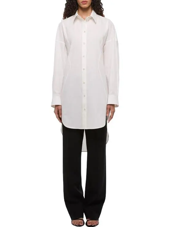 Helmut Lang Long Sleeve Cotton Mini Shirtdress - White - 100