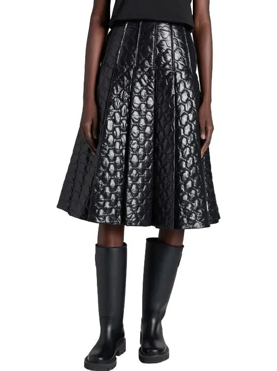 Moncler Onion-quilted Pleated A-line Skirt - Black
