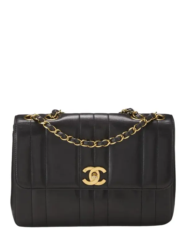 Chanel Lambskin Vertical Flap Bag - Black