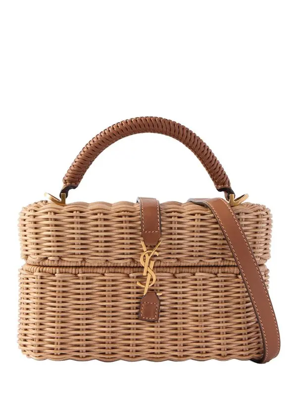 Saint Laurent Gaby Vanity Woven Wicker Shoulder Bag - Neutrals