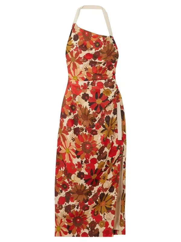 Sir The Label Castella Floral-print Linen Halterneck Midi Dress - Multi