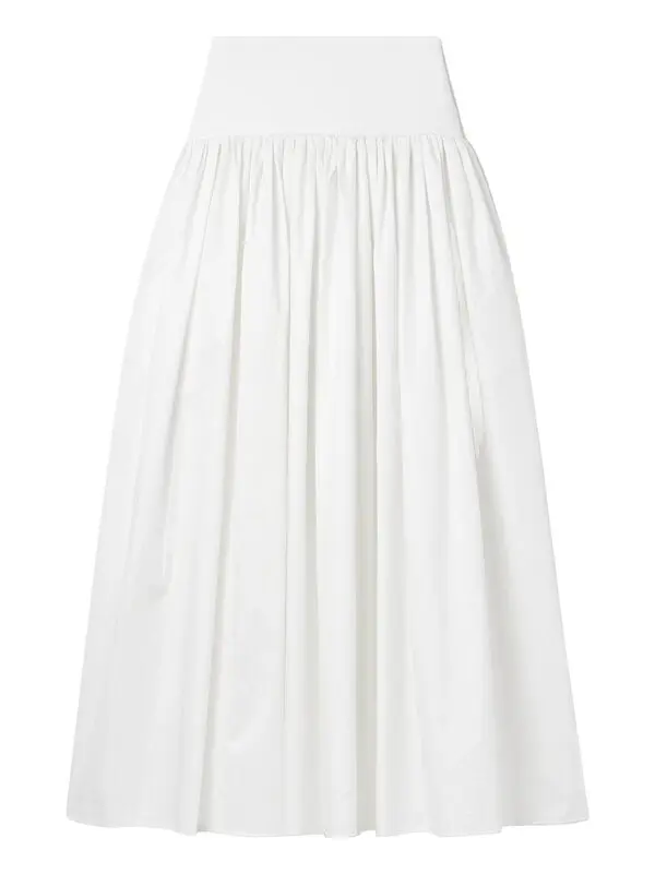 LA LIGNE Laurence Gathered Cotton-poplin Midi Skirt - White
