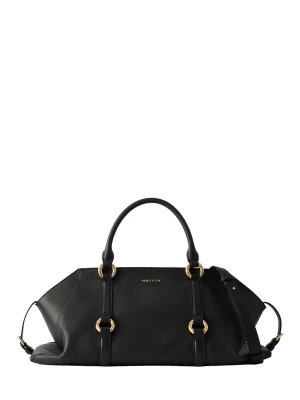 Alexander McQueen Farringdon Medium Textured-leather Shoulder Bag - Black