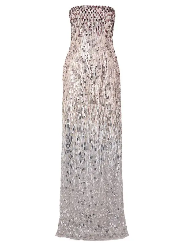 Jenny Packham Lucille Strapless Sequin Gown - Silver