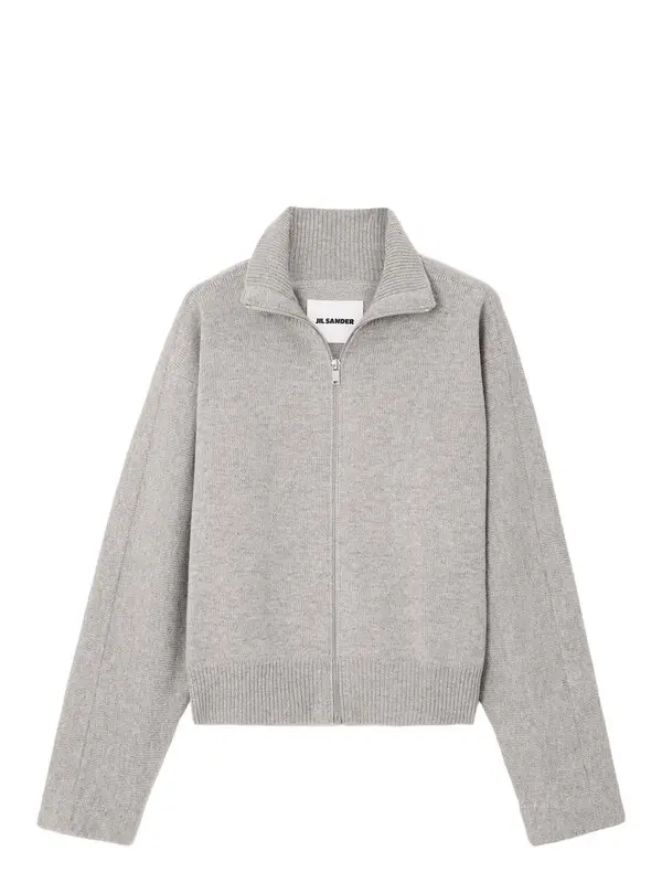JIL SANDER Turtleneck Wool-blend Cardigan - Gray