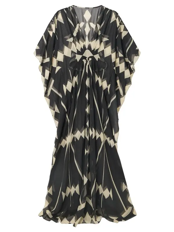 Johanna Ortiz Secret Garden Printed Recycled-georgette Kaftan - Black