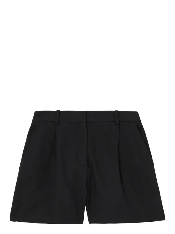 ANINE BING Trent Pleated Woven Shorts - Black
