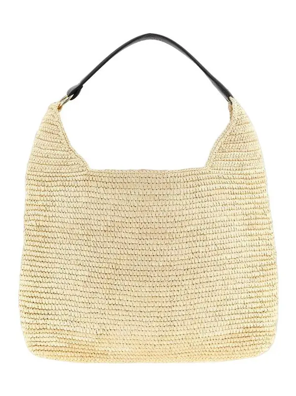MAISON MICHEL Raffia Shoulder Bag - Black