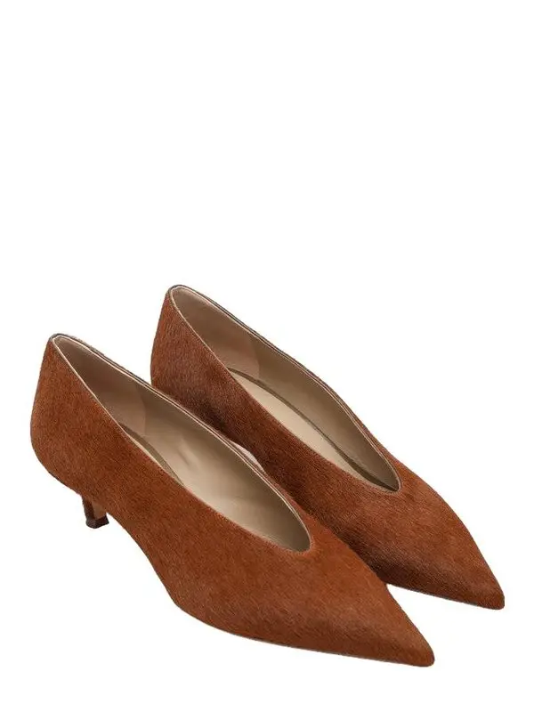 Le Monde Beryl Babouche Kitten Cowhide Pumps - Beige